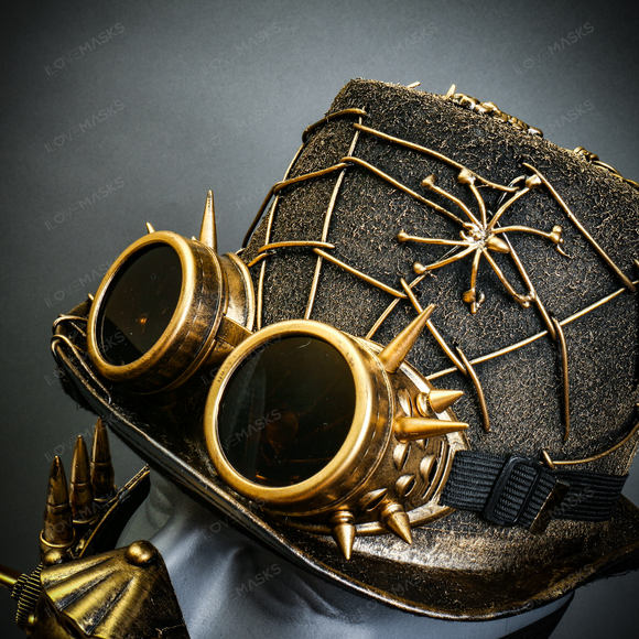ILOVEMASKS | Accessories | Gold Halloween Spider Web Top Hat W Gold ...